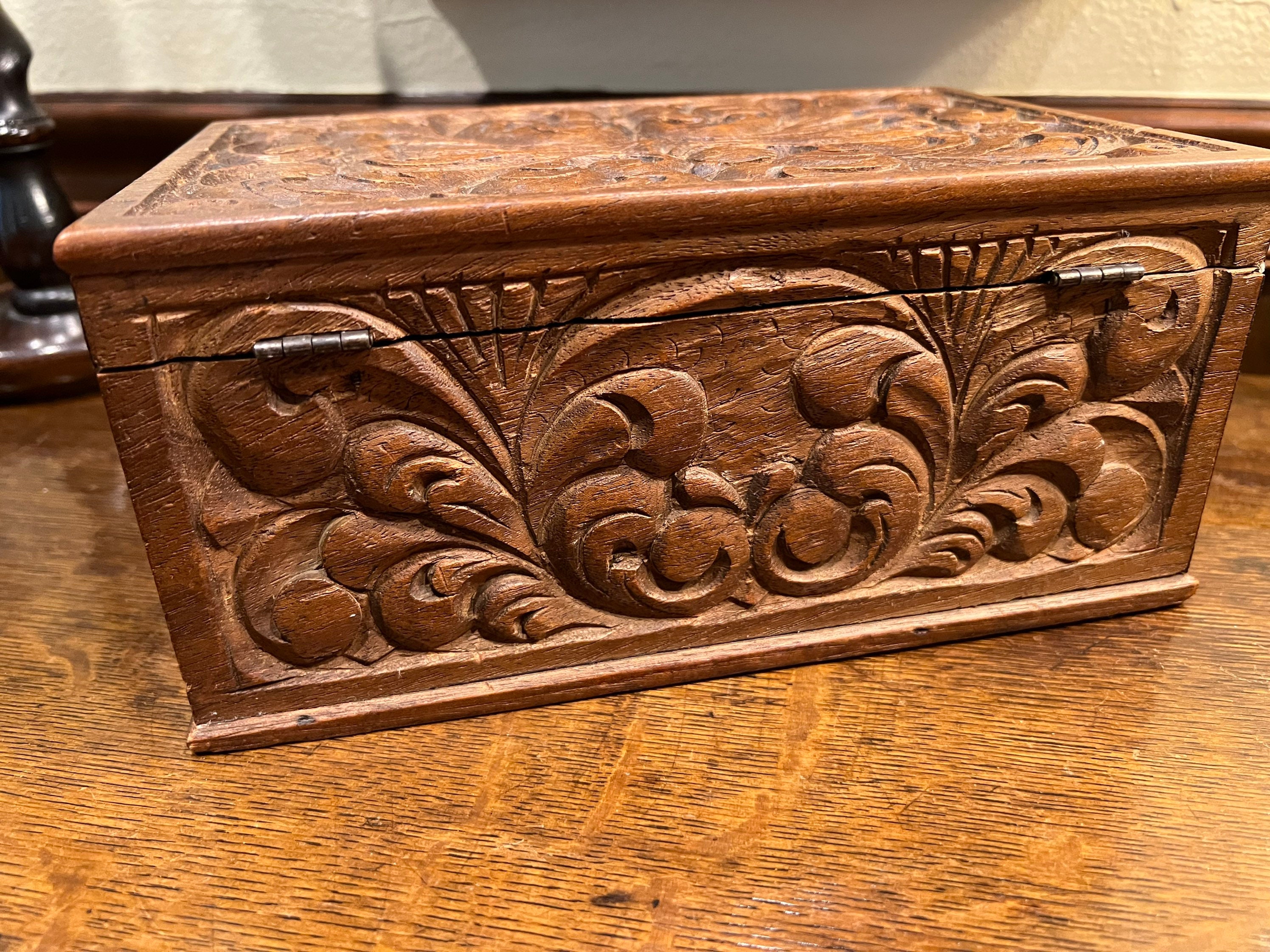 Antique Carved Wood Box - Etsy