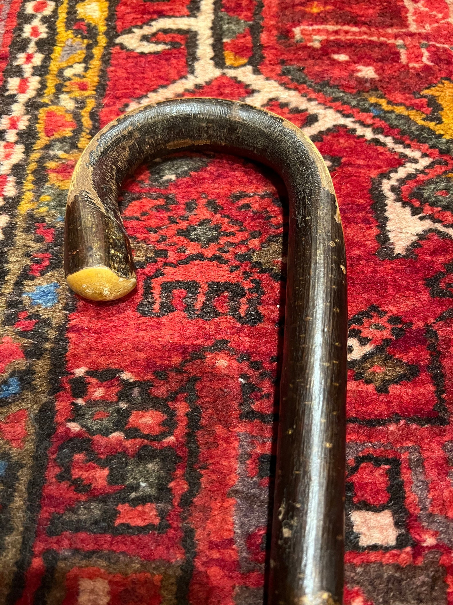 Bark Cherrywood Walking Stick With Brass Pommel Crook 36 - Etsy