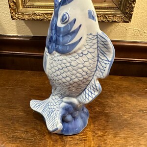 Blue and White Fish Vase - Etsy