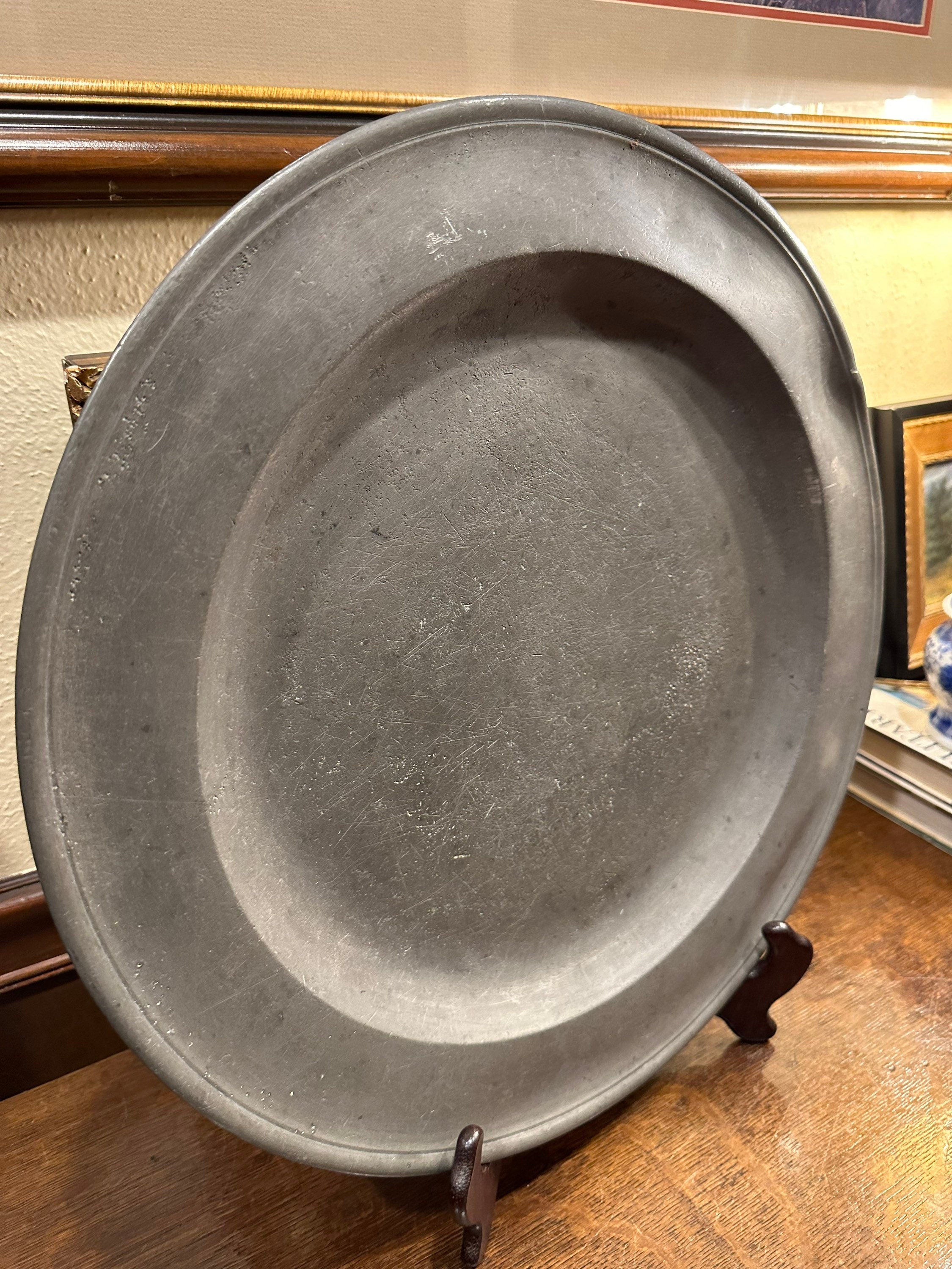 Antique Round Pewter Tray C 1820 - Etsy