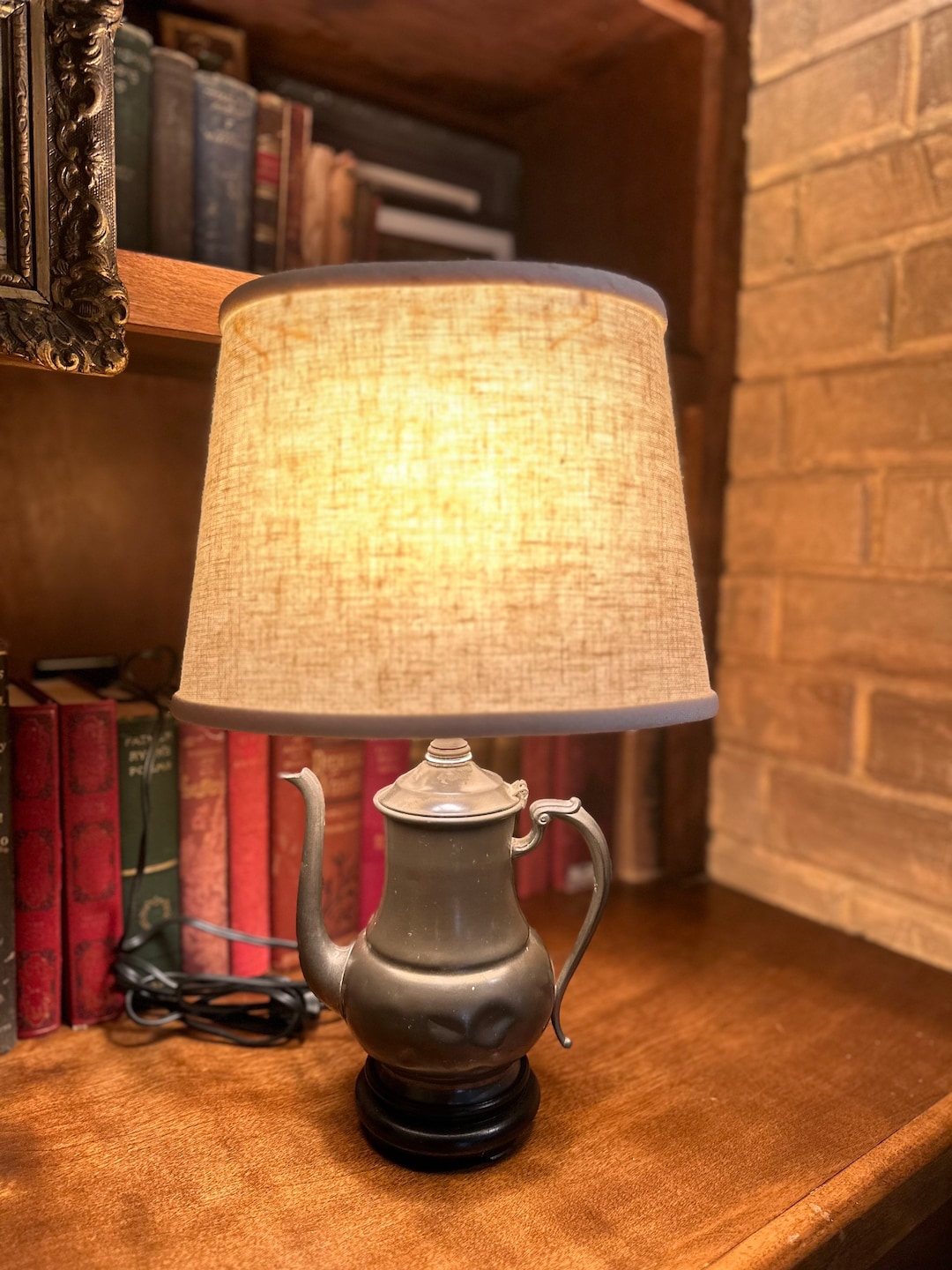 Antique Pewter Tea Pot Table Lamp - Etsy