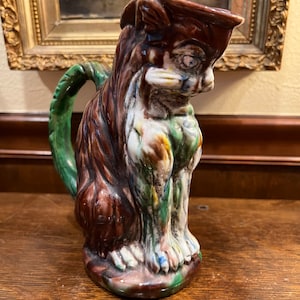 Majolica Cat Pitcher - Etsy