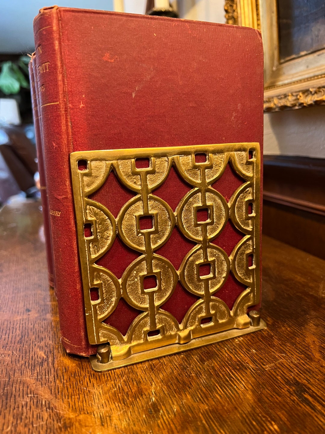 Brass MCM Bookends Folding Brass Chinese Coin Bookends - Etsy