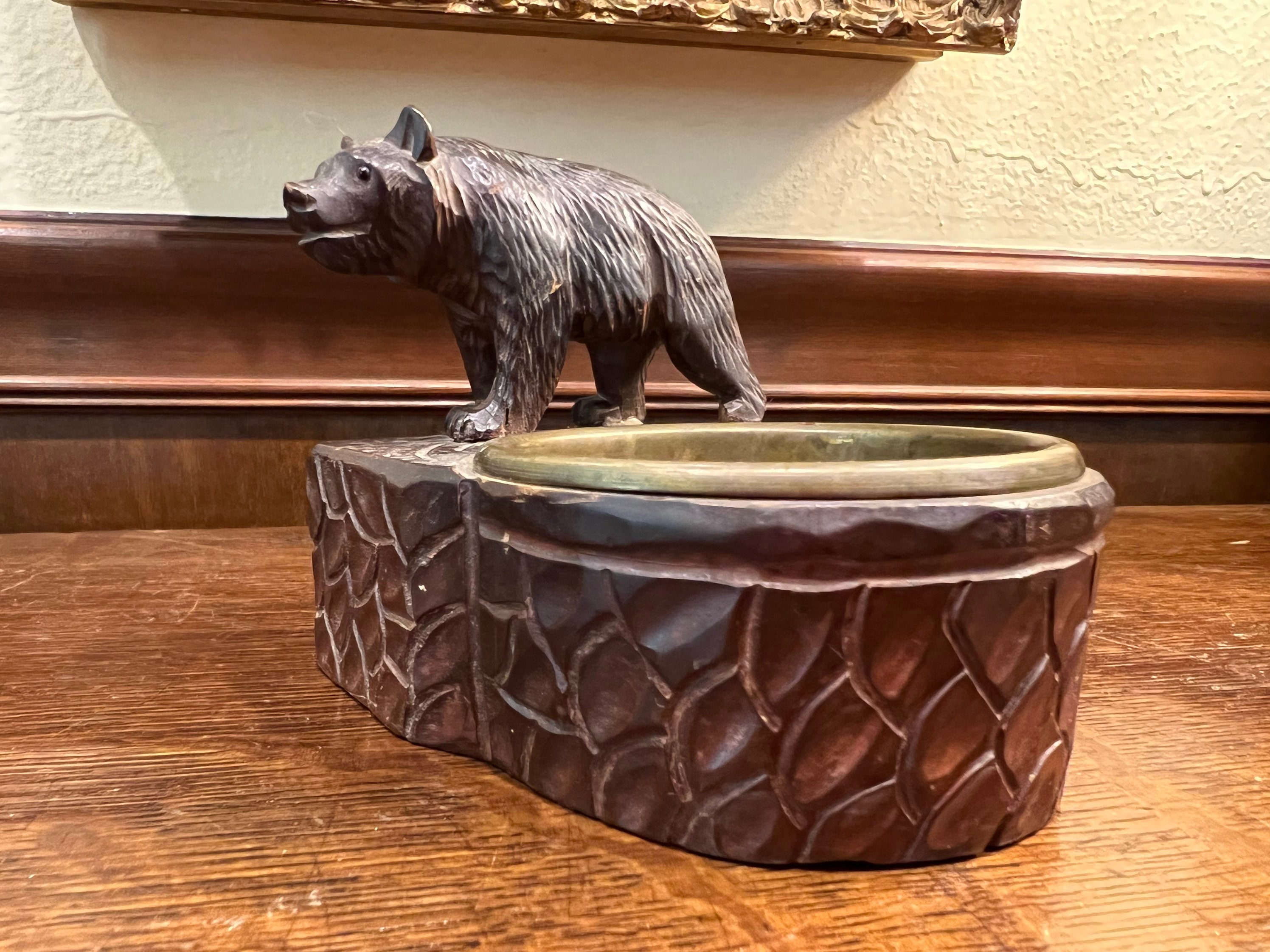 Black Forest Carved Bear Match Bowl - Etsy