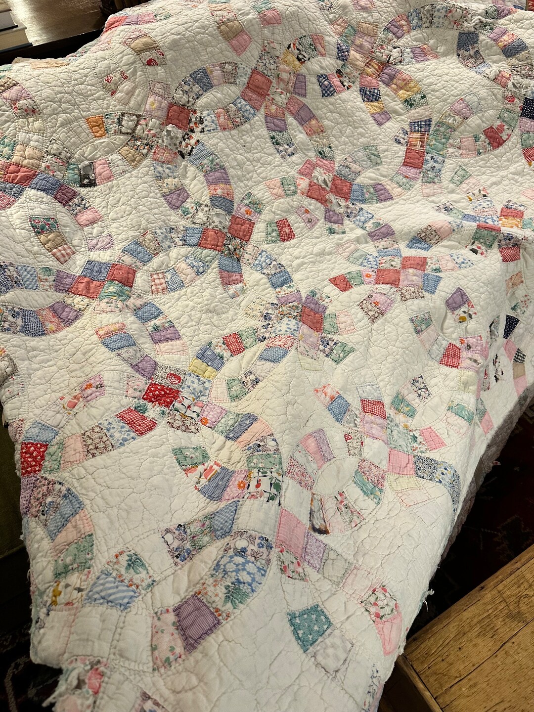 Antique Double Wedding Ring Quilt - Etsy