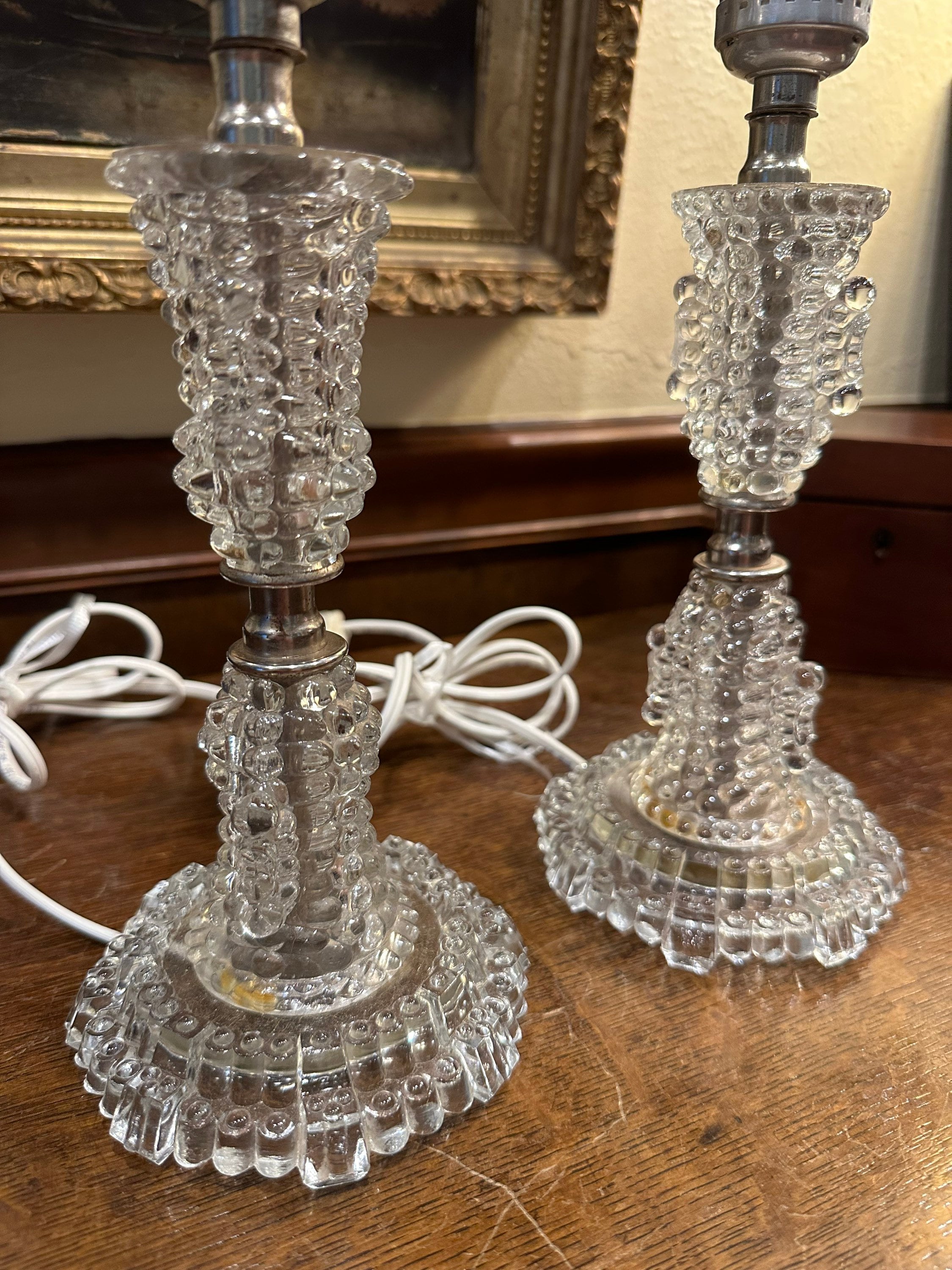 Pair of Antique Victorian Beaded Glass Lamps - Etsy