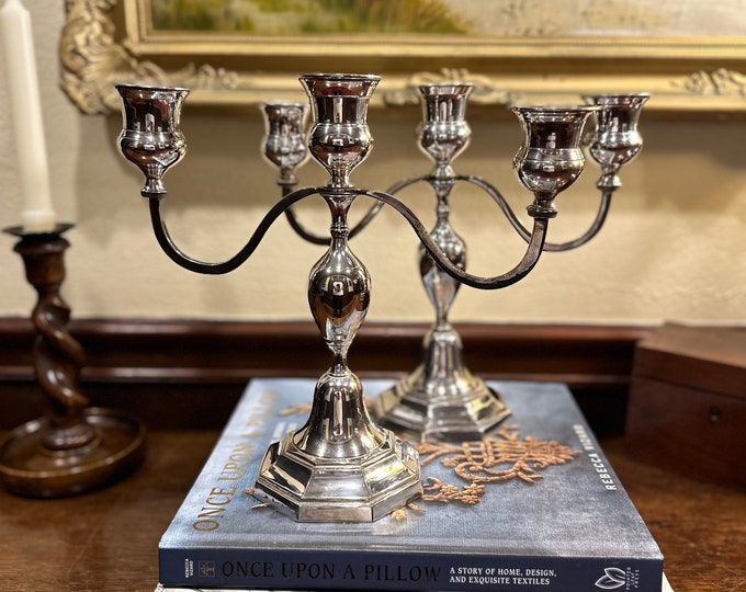 Pair of Silver Plate Candelabras - Etsy