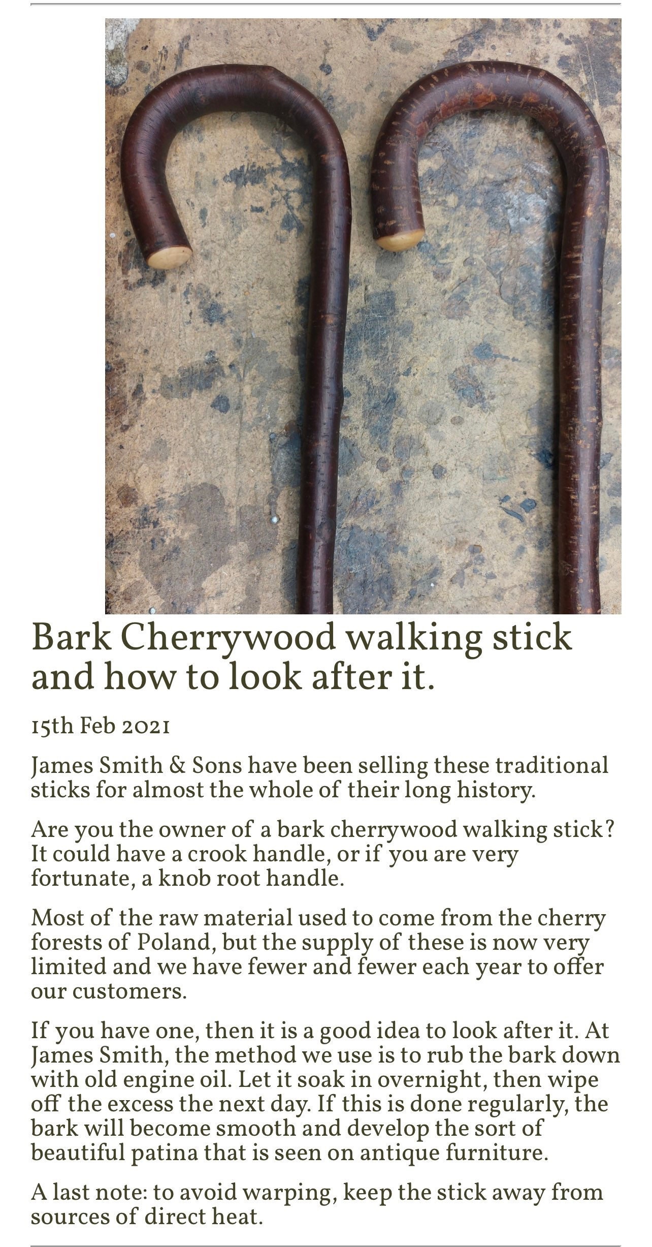 Bark Cherrywood Walking Stick With Brass Pommel Crook 36 - Etsy