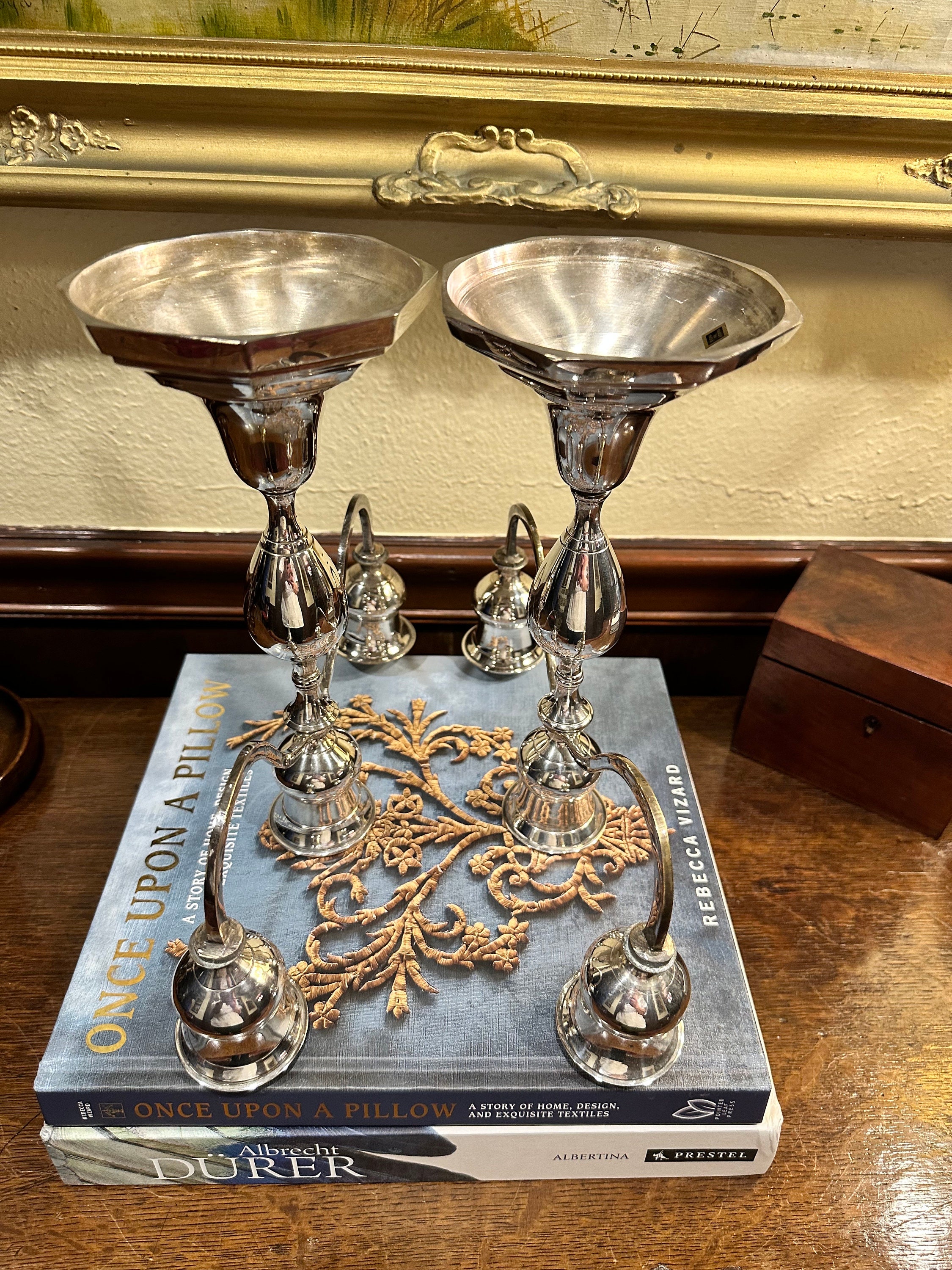 Pair of Silver Plate Candelabras - Etsy