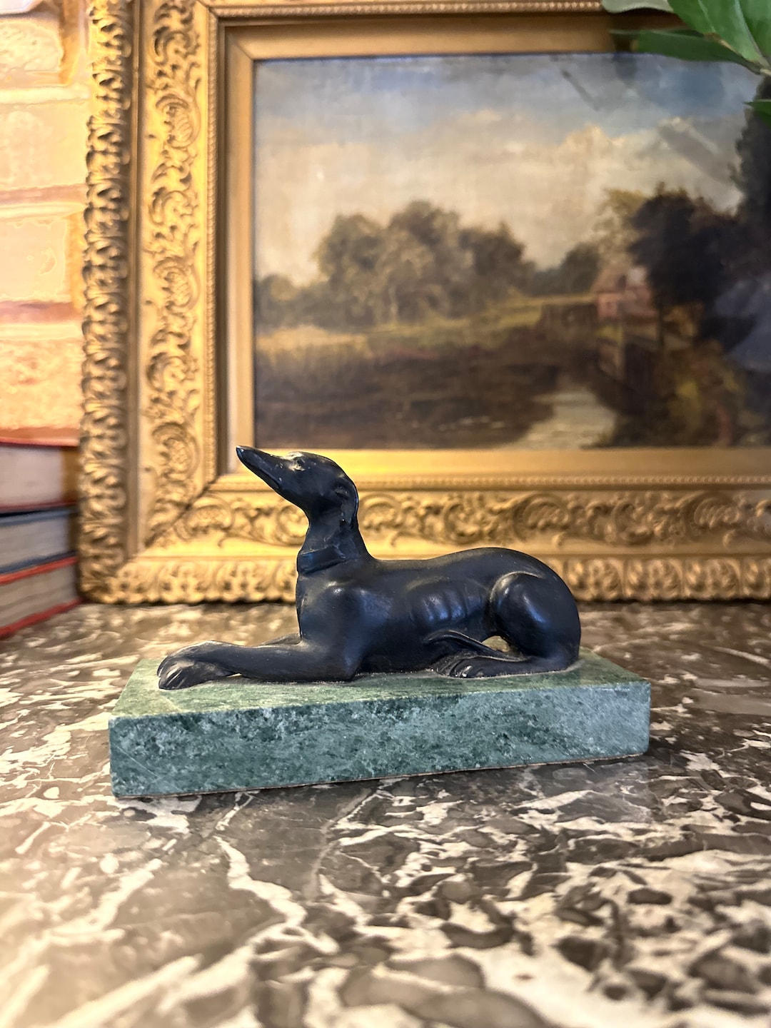 Reclining Dog Statue - Etsy