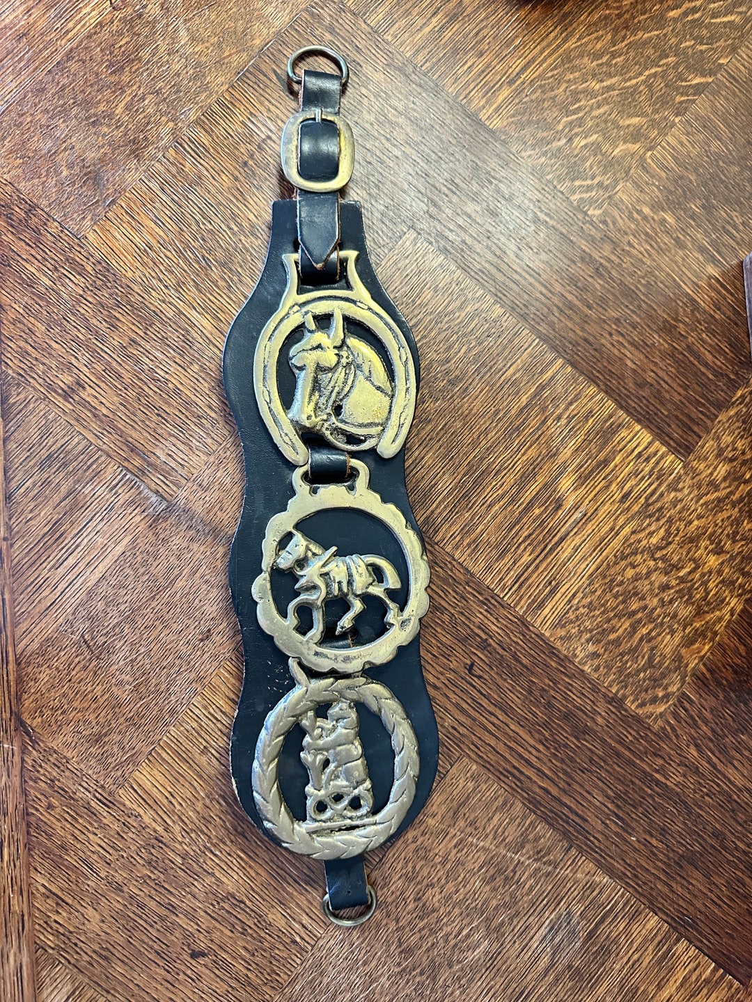 3 Horse Brasses on Leather Martingale - Etsy