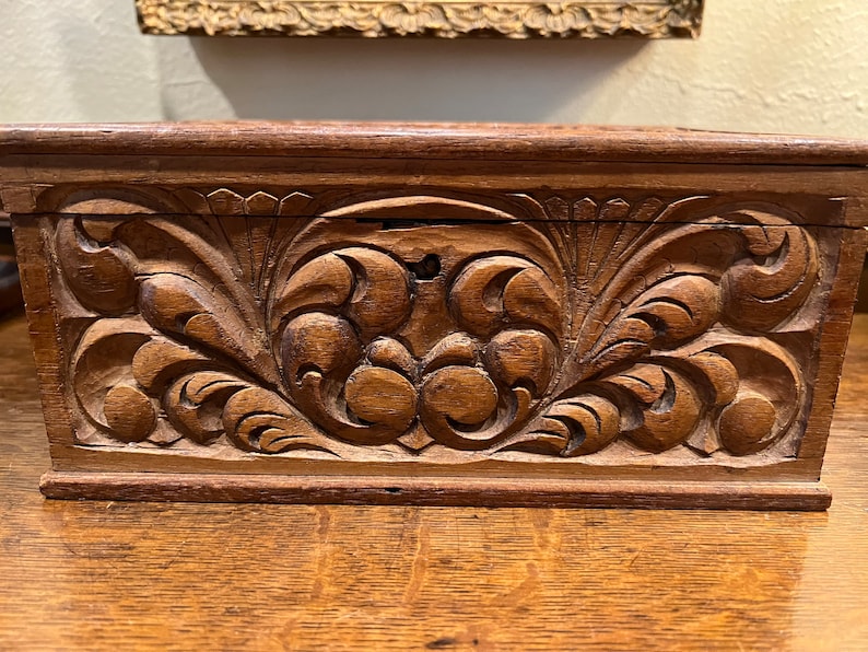 Antique Carved Wood Box - Etsy