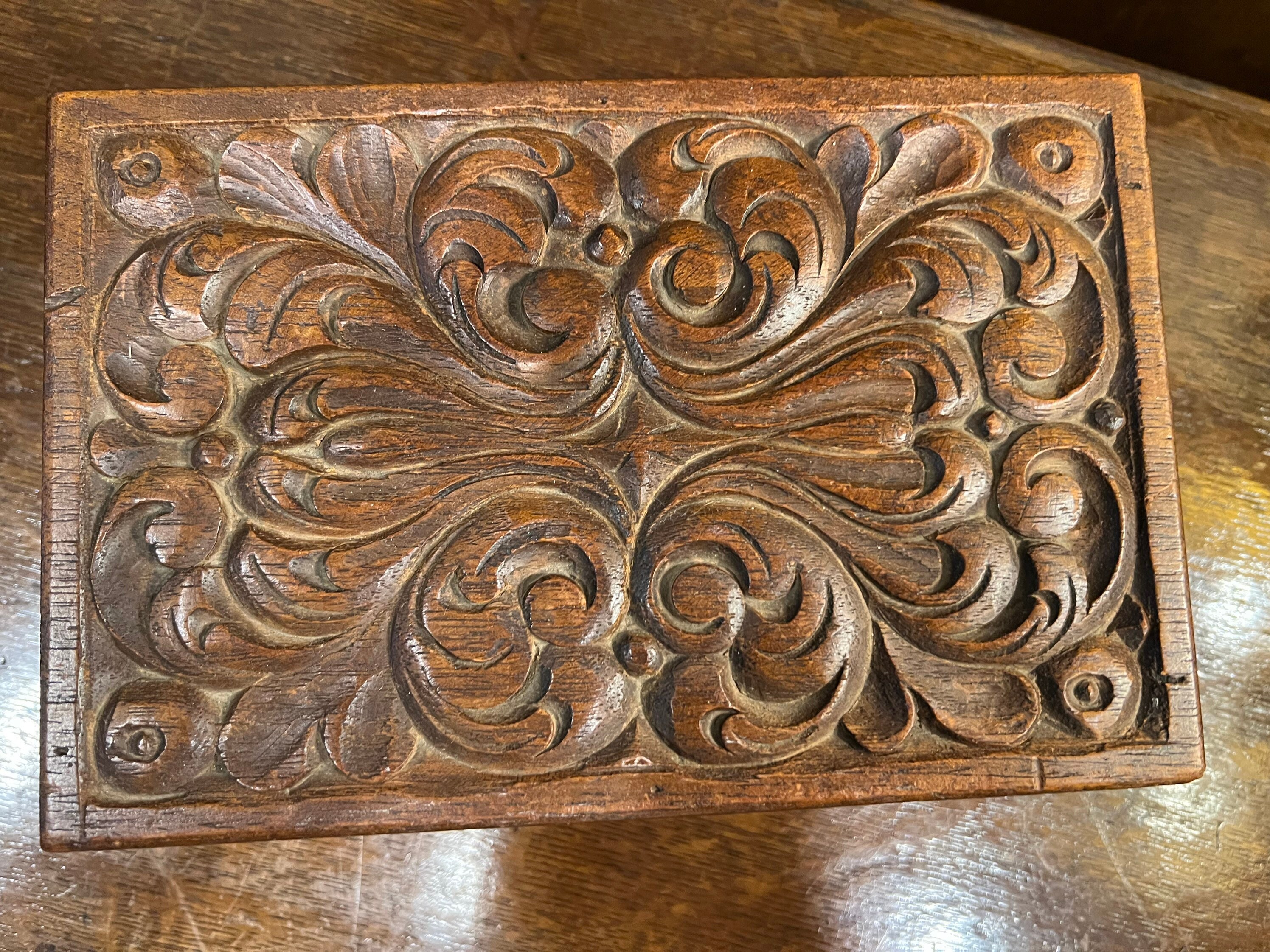 Antique Carved Wood Box - Etsy