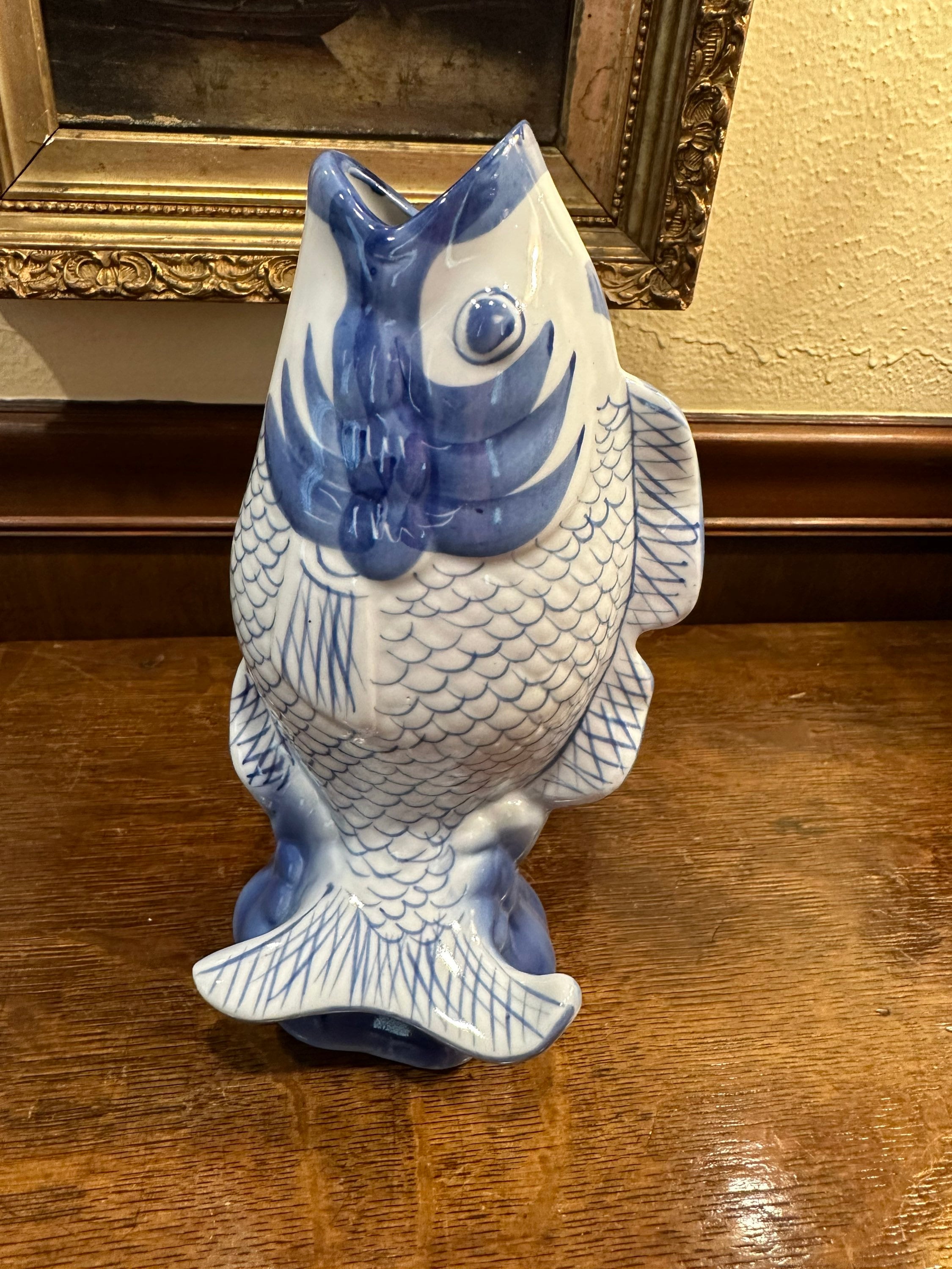 Blue and White Fish Vase - Etsy