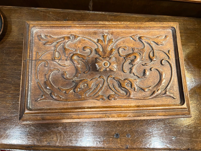 Antique Carved Wood Box Bible Box - Etsy