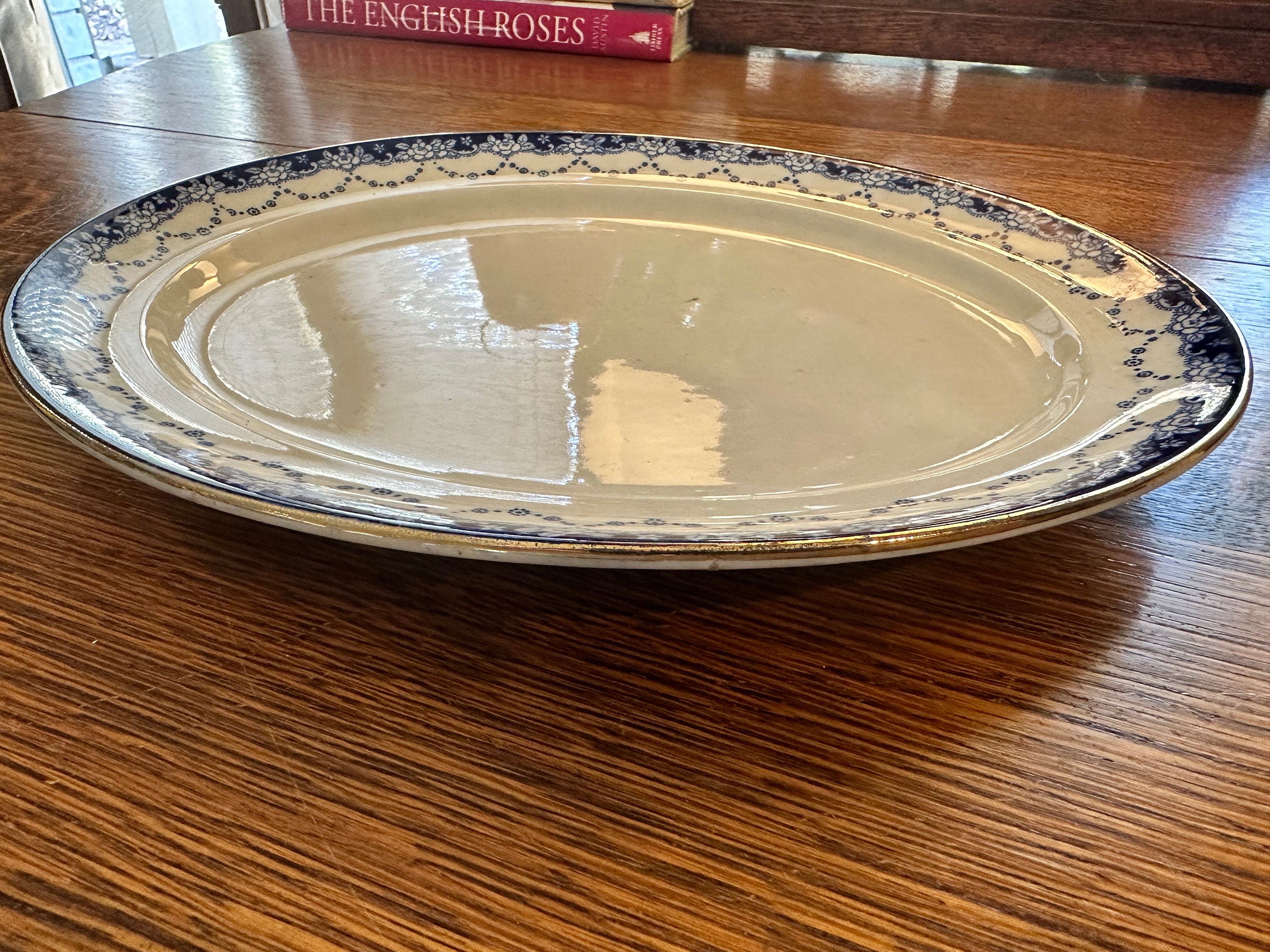 Antique Flow Blue Platter - Etsy
