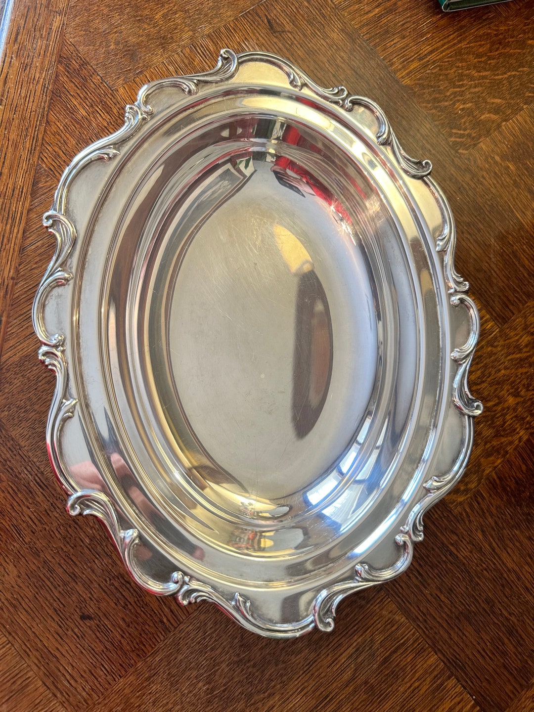 Silver Plate Shallow Dish With Scalloped Edge - Etsy