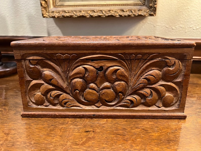 Antique Carved Wood Box - Etsy