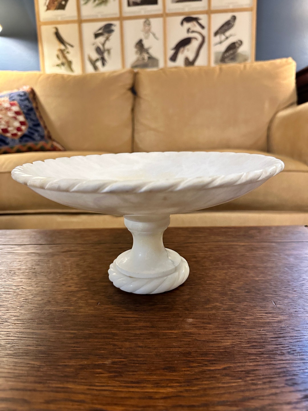 Antique Alabaster Pedestal Dish - Etsy