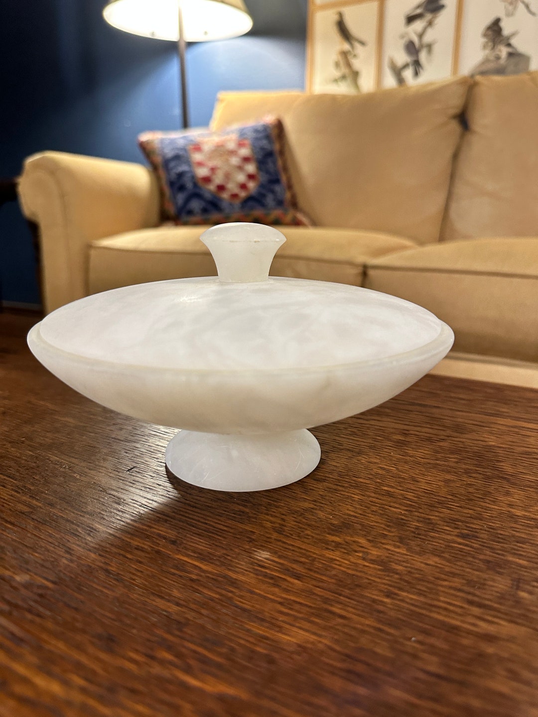 Antique Alabaster Dish With Lid - Etsy