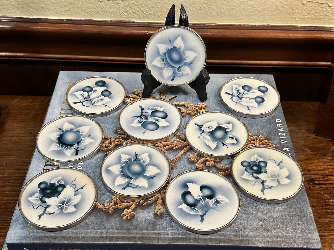 Set of 10 Blue & White Delft Coasters - Etsy