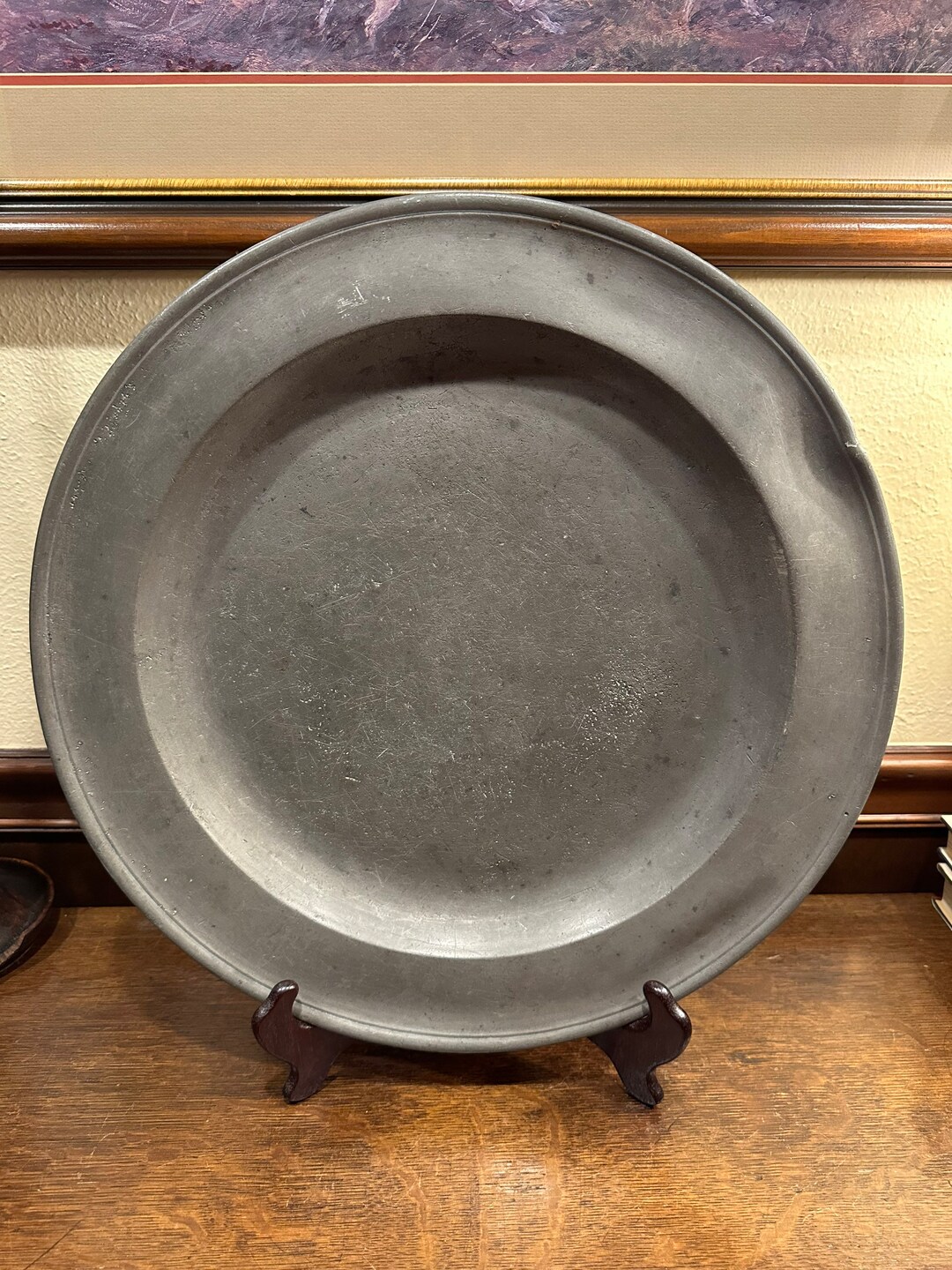 Antique Round Pewter Tray C 1820 - Etsy