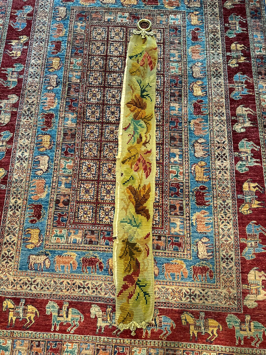 Antique Needlepoint Bell Pull C 1870s - Etsy