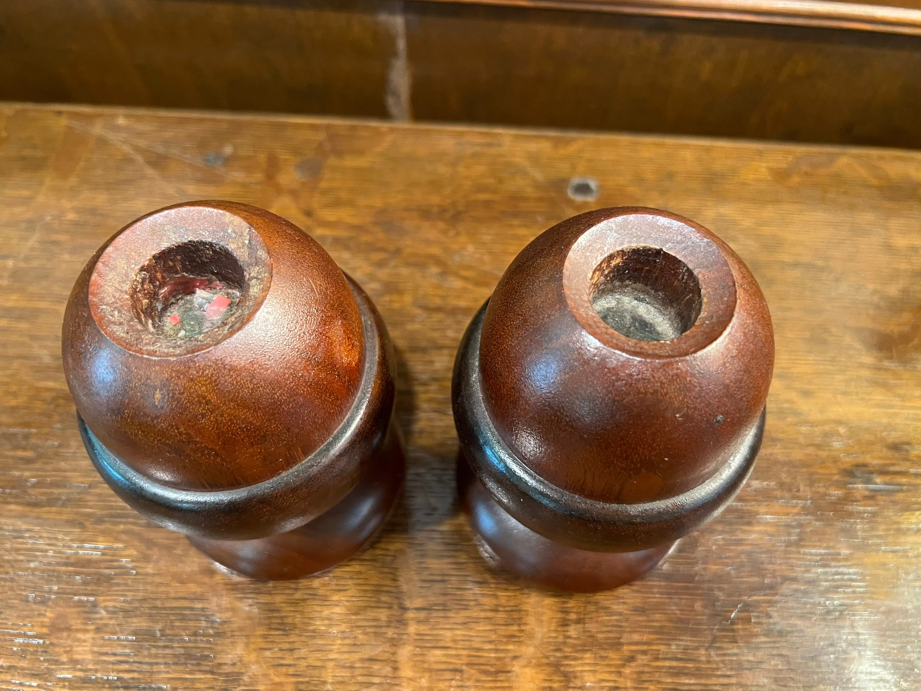 Mid Century Wood Acorn Candle Sticks Holder - Etsy