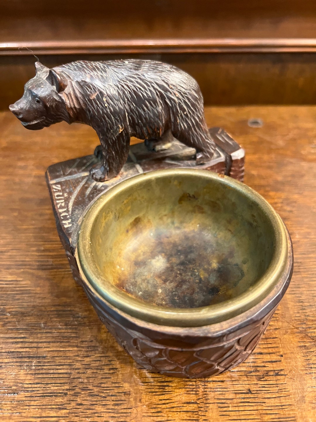 Black Forest Carved Bear Match Bowl - Etsy