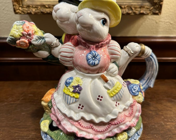 Vintage Fitz and Floyd Rabbit Pitcher - Etsy
