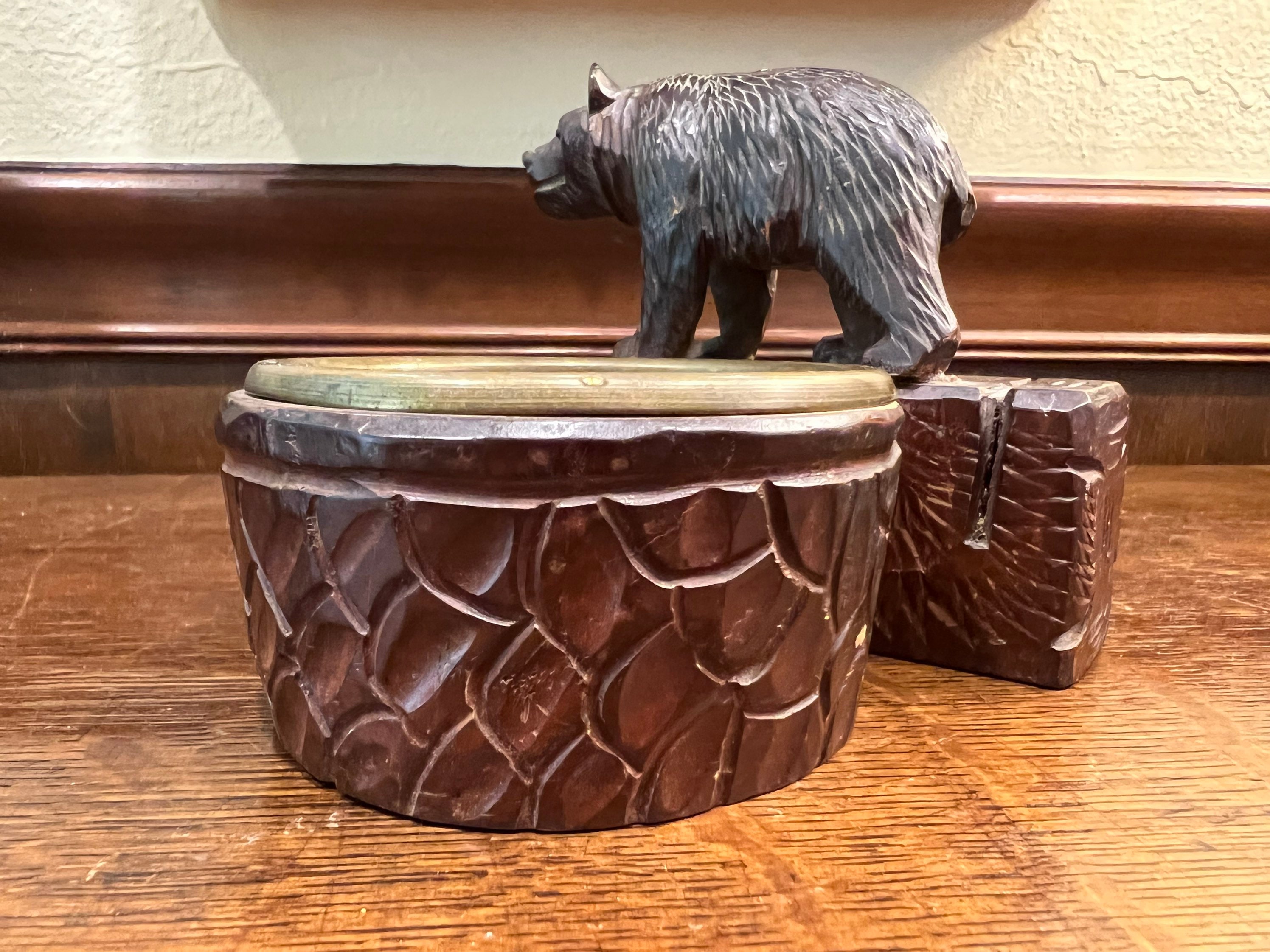 Black Forest Carved Bear Match Bowl - Etsy
