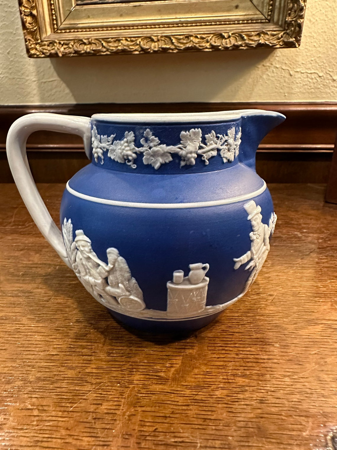 W T Copeland Wedgwood Like Blue and White Creamer Pitcher - Etsy