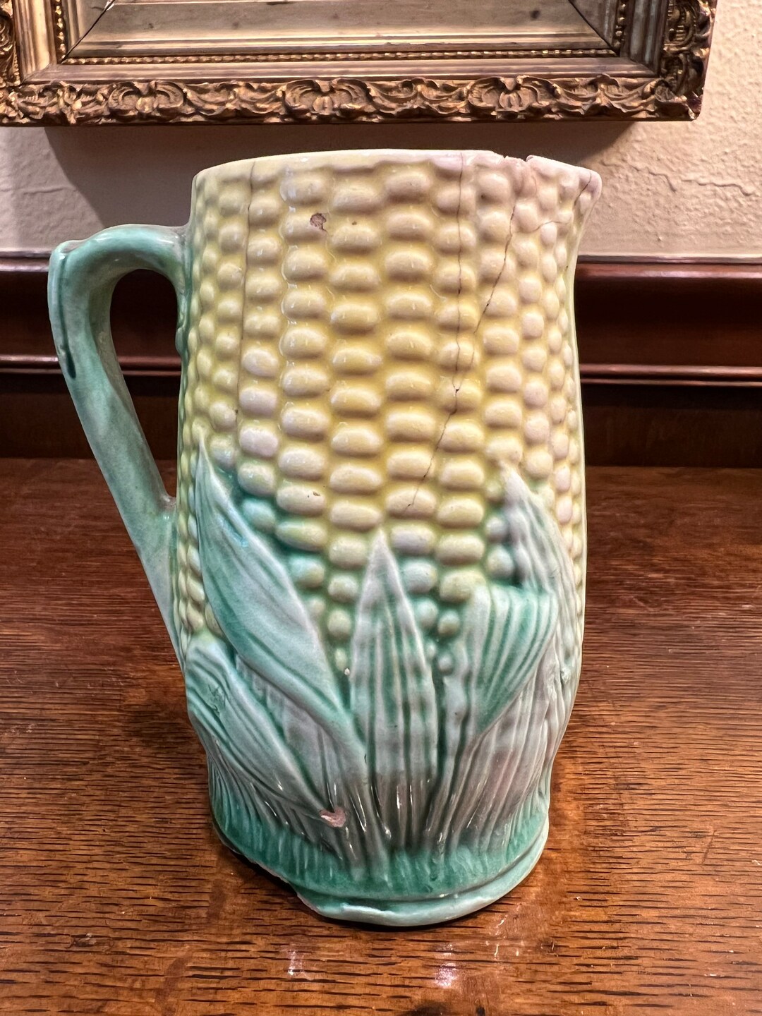 Antique Majolica Corn Pitcher - Etsy