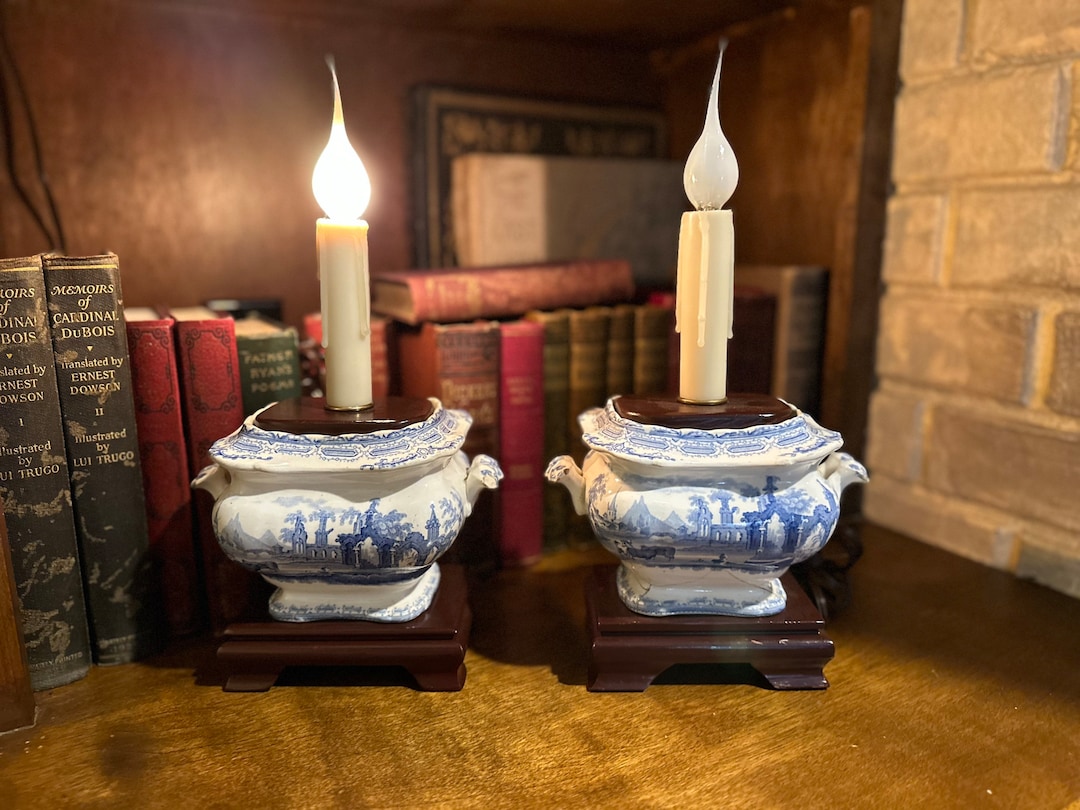 Pair of Blue and White Sugar Lamps - Etsy