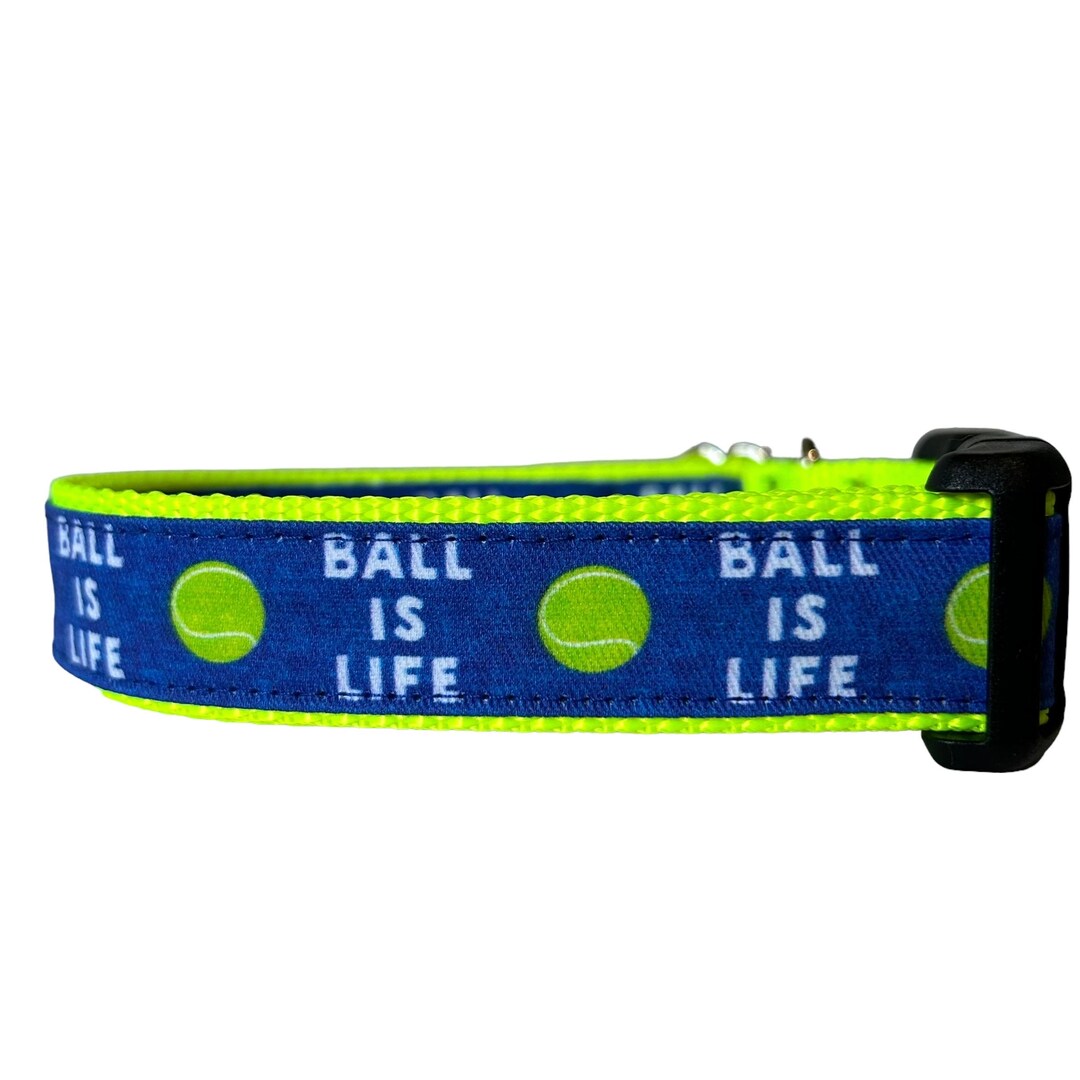 Dog Collar Ball is Life Sew Fetch on Neon Yellow, Martingale, Plastic ...