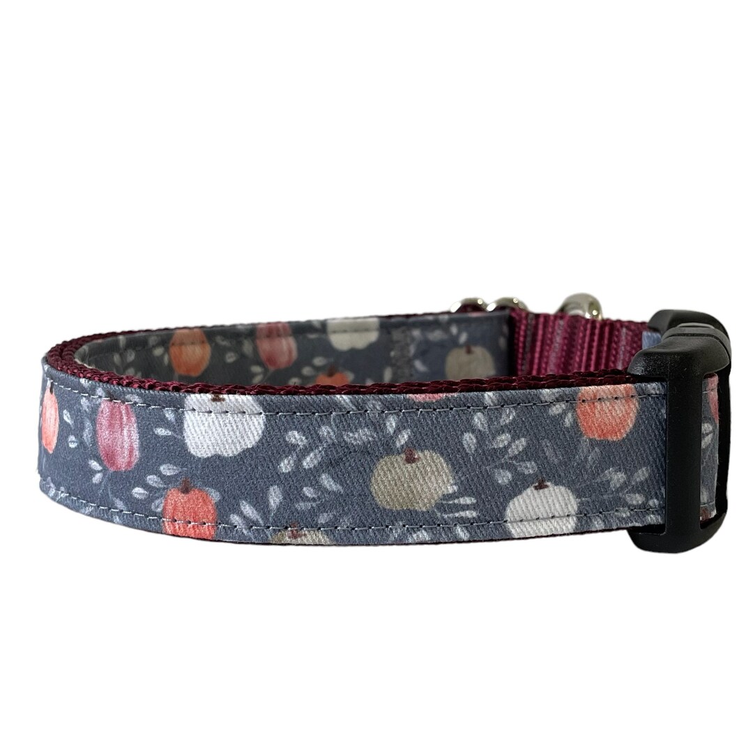Dog Collar, Fall Pumpkin Dog Collar, Maroon Nylon, Autumn, Rustic ...