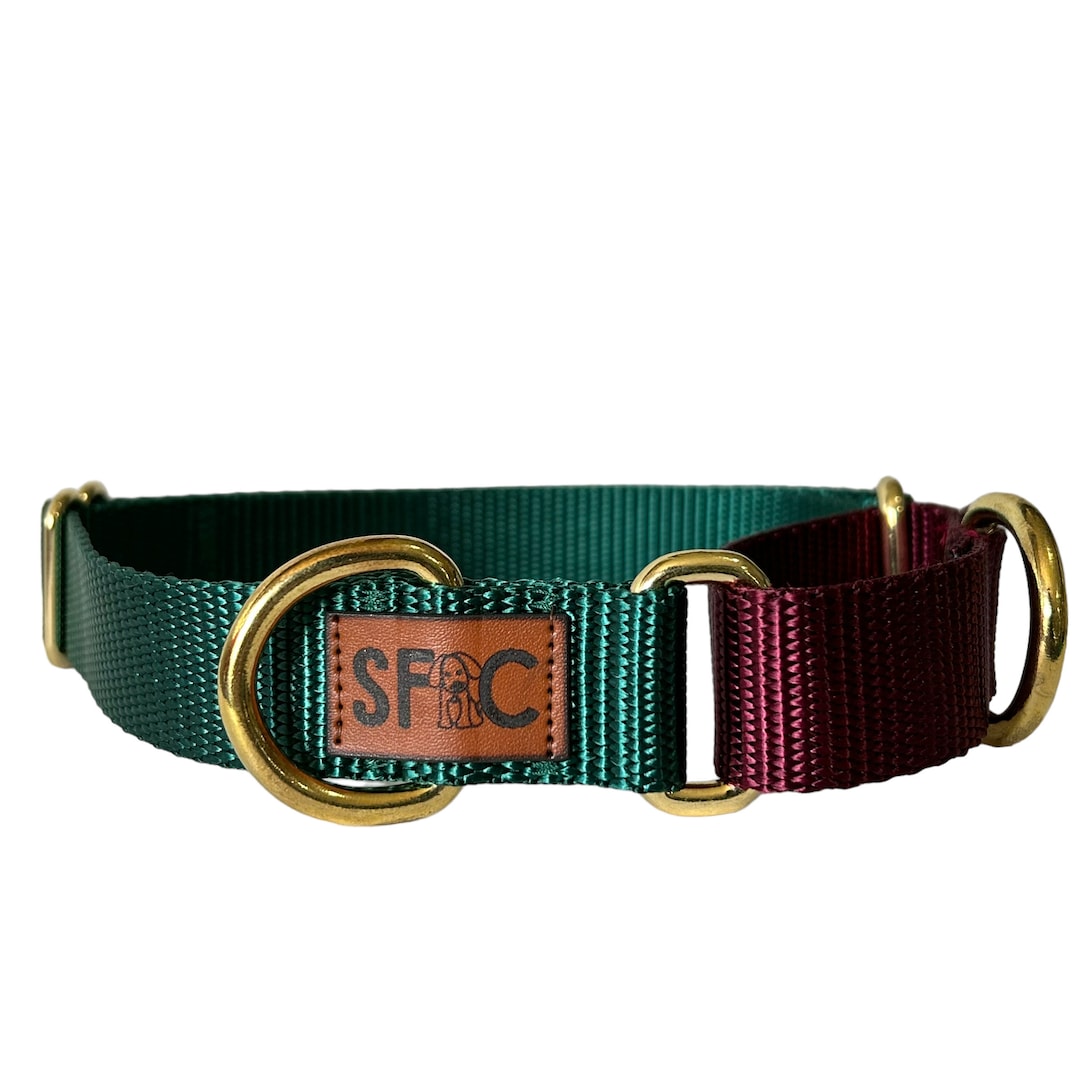 Martingale Dog Collar, Hunter and Maroon Boutique Style Dog Collar With ...