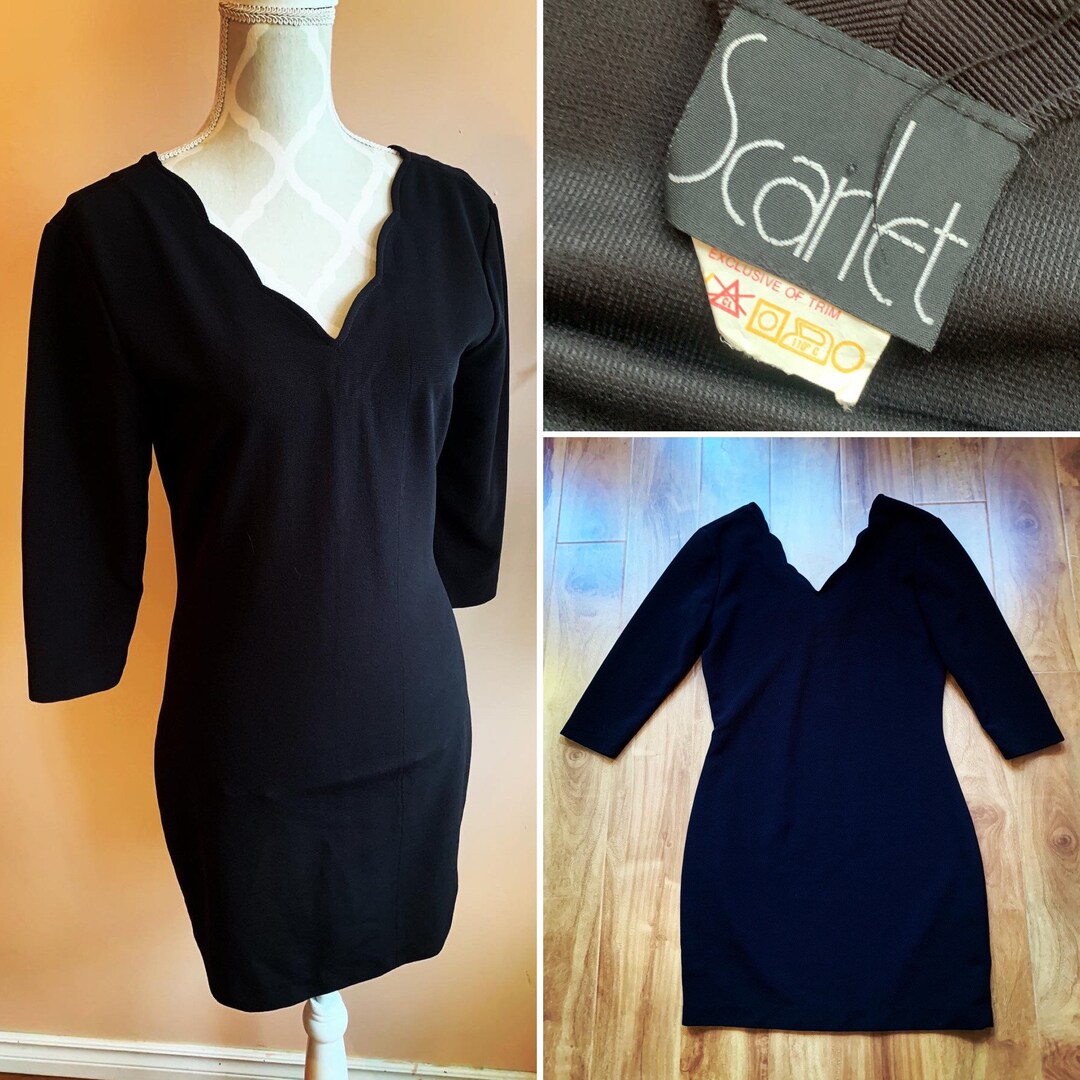 Vintage Slinky Little Black Body Con Cocktail Mini Dress Made - Etsy