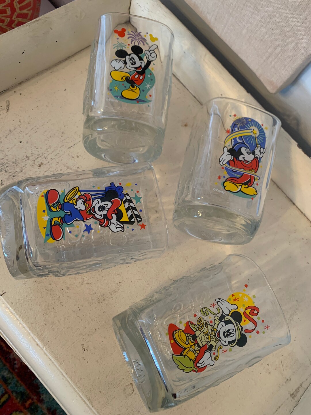 Vintage Walt Disney World Mickey Mouse Collectable Glassware Set of 4 ...