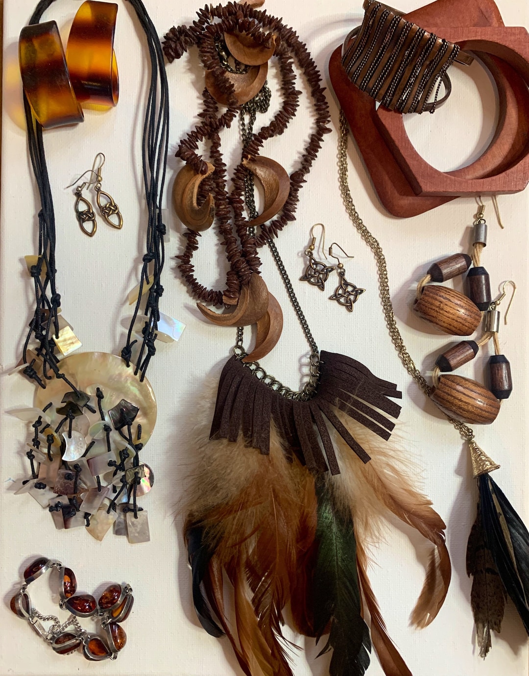 Vintage Earthy Boho Statement Costume Jewellery Lot 12 Pieces - Etsy