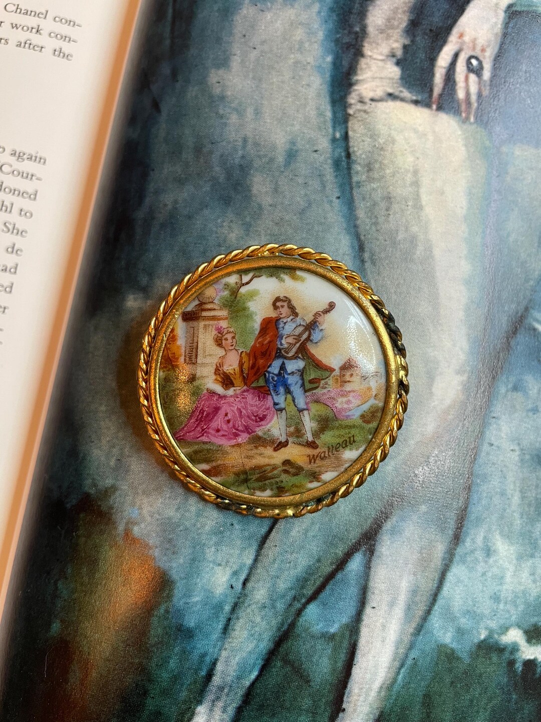 Antique 'P. Pastaud Limoges France' Painted 'courting Couples' Brooch ...