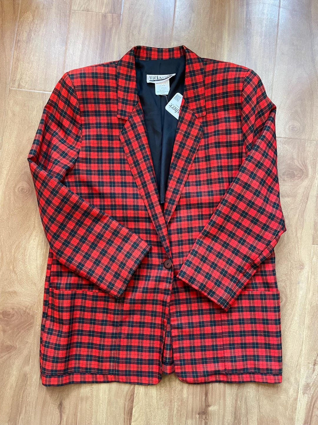 Red & Black Checkered 'variations' Oversized 1990's Blazer Size Large ...