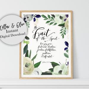 Bible Verse, PRINTABLE ART, Fruit of the Spirit Wall Art, Scripture ...