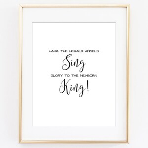 Christmas Printable Art Print 8x10, Hark the Herald Angels Sing, Black ...