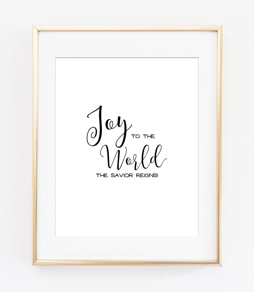 Christmas Printable Art Print 8x10, Joy to the World, Black and White ...