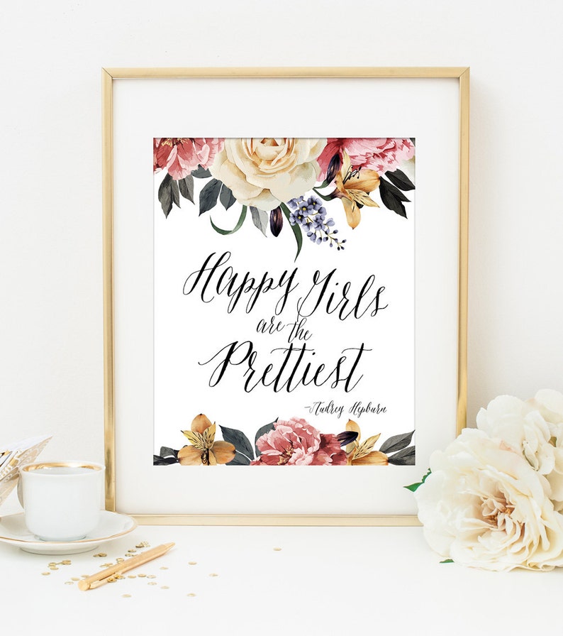 Happy Girls Are the Prettiest Printable Art Print Art - Etsy