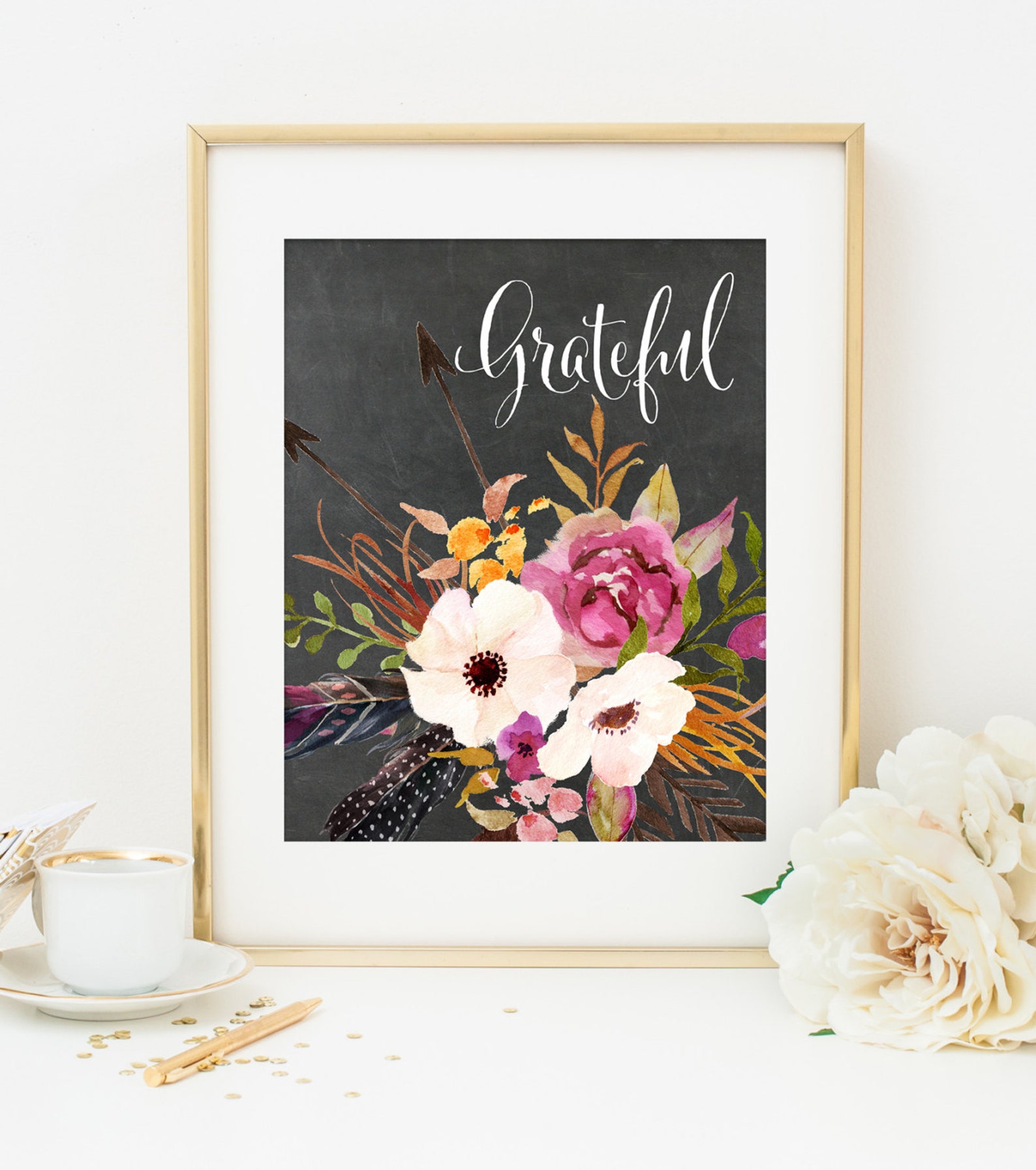 Grateful Printable Art Print Thanksgiving Printable 8x10 - Etsy