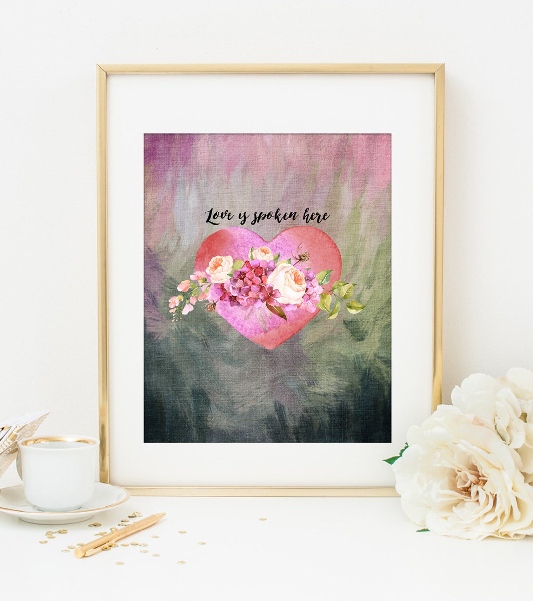 Bible Verse Printable Art Print, LOVE SPOKEN HERE, 8x10, Home Decor ...