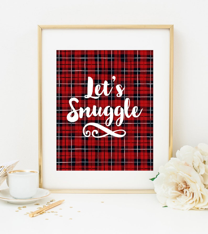 Let's Snuggle Print Christmas Printable Art Print Red - Etsy