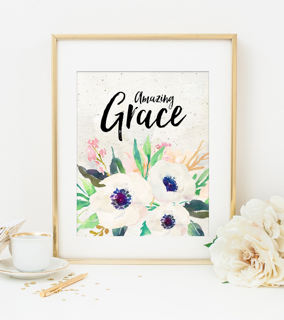 Bible Verse Scripture Hymn Printable Art Print, Amazing Grace Art ...